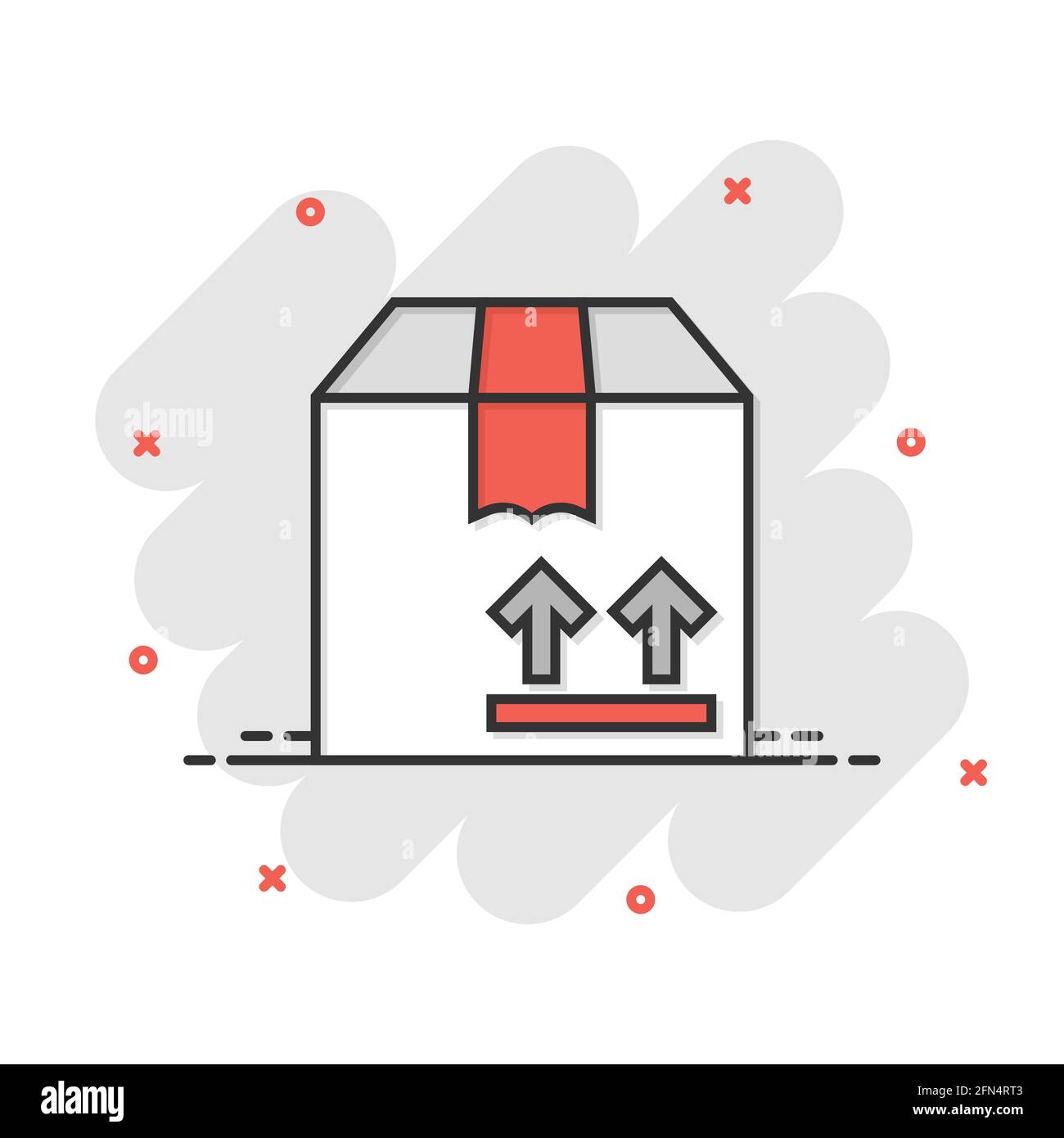 Shipping box icon in comic style. Container cartoon vector illustration ...