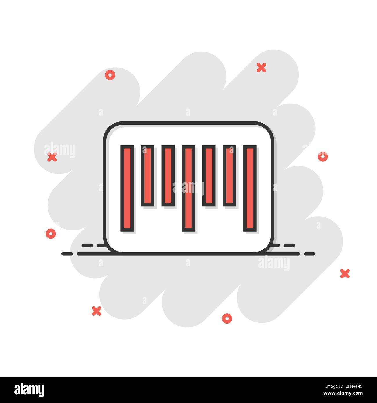 Barcode icon in comic style. Product distribution cartoon vector ...