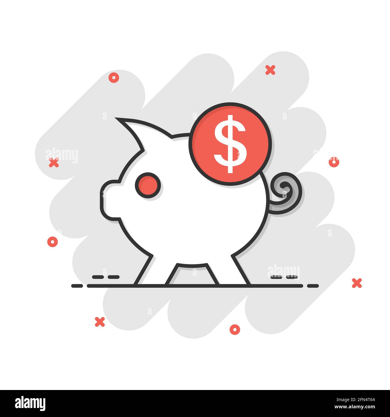 Money box icon in comic style. Pig container cartoon vector ...