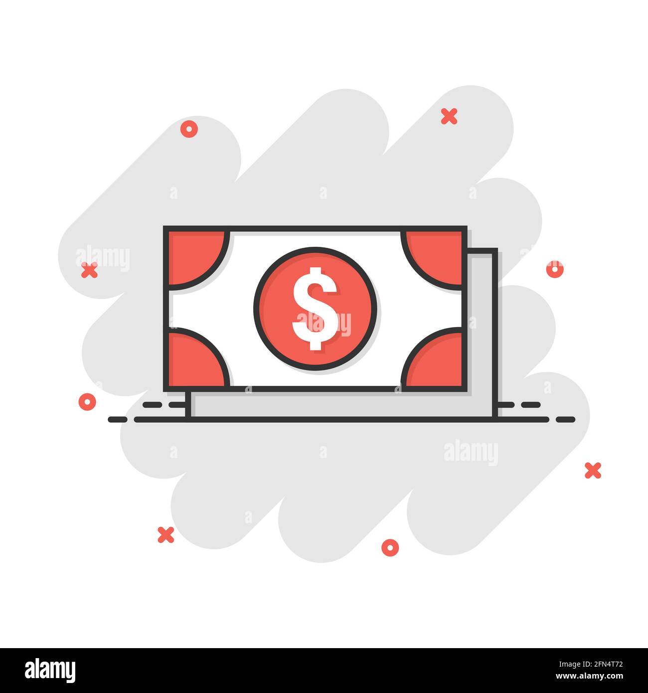 Dollar currency banknote icon in comic style. Dollar cash cartoon ...