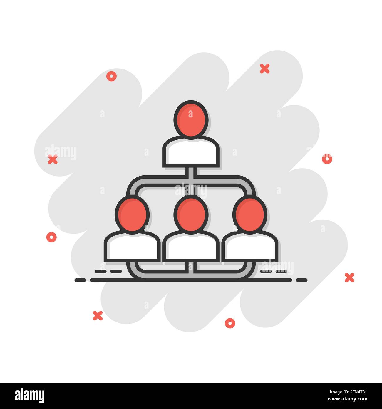 Corporate organization chart with business people vector icon in comic ...