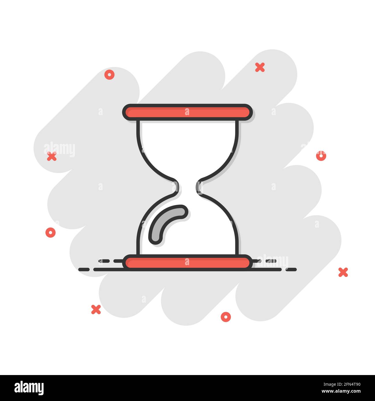 Hourglass icon in comic style. Sandglass cartoon vector illustration on ...