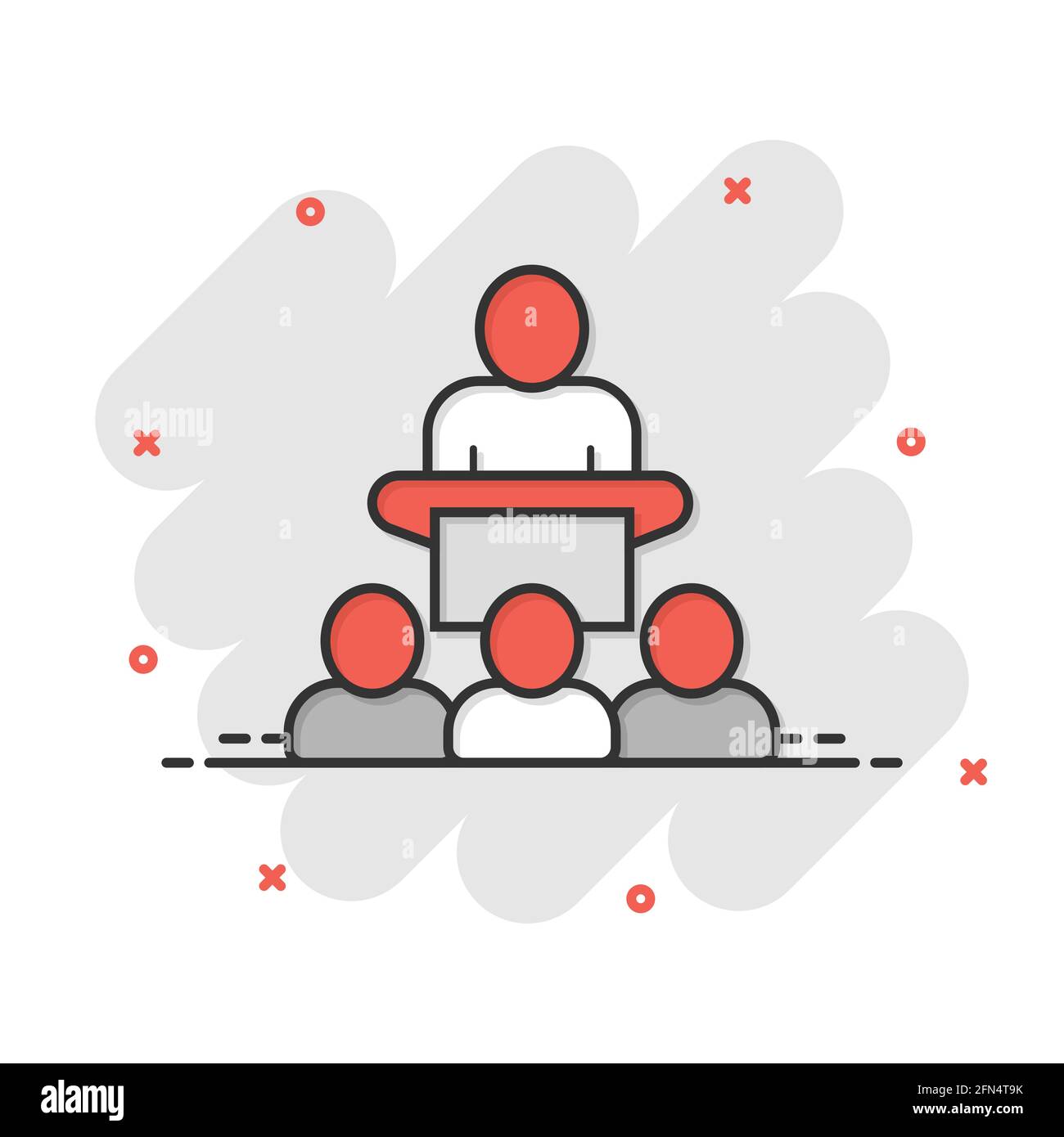 People on podium icon in comic style. Speaker cartoon vector ...