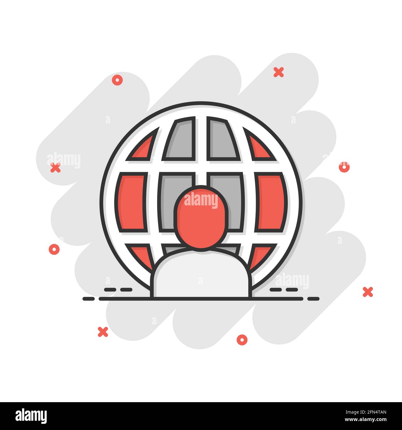 People global icon in comic style. World communication cartoon vector ...
