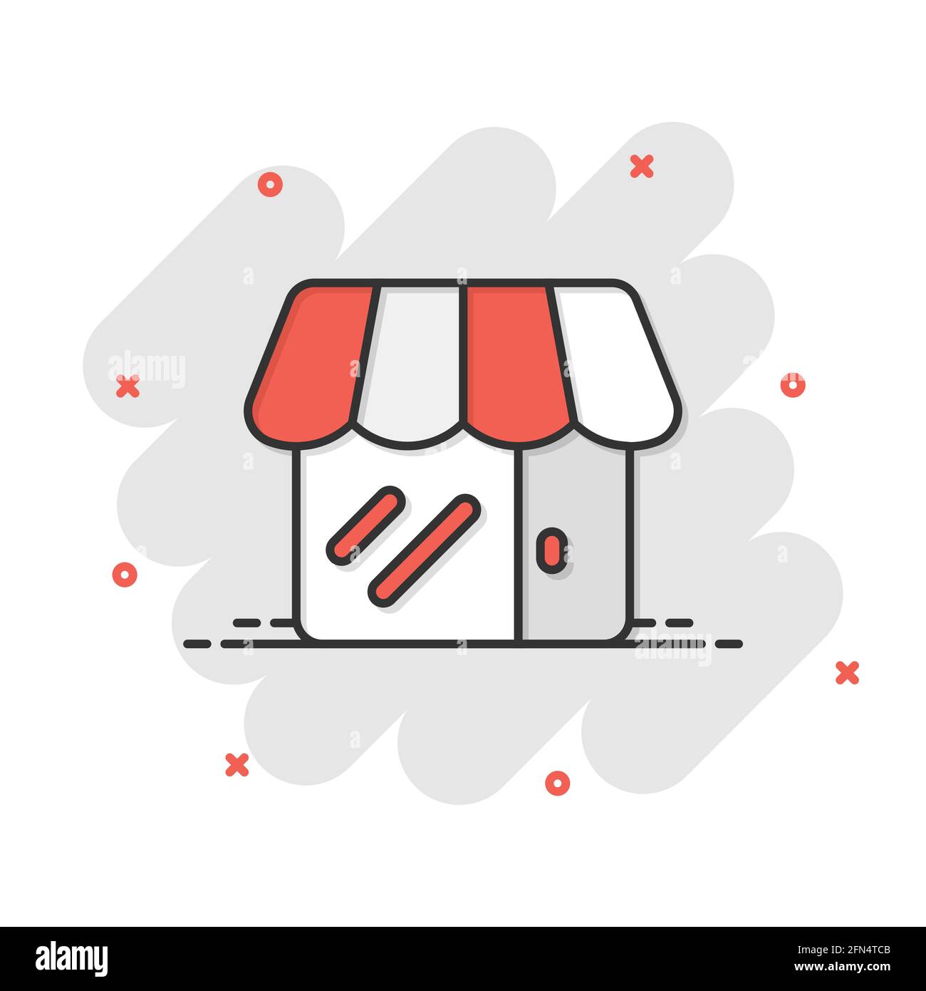 Mall icon in comic style. Store cartoon vector illustration on white ...