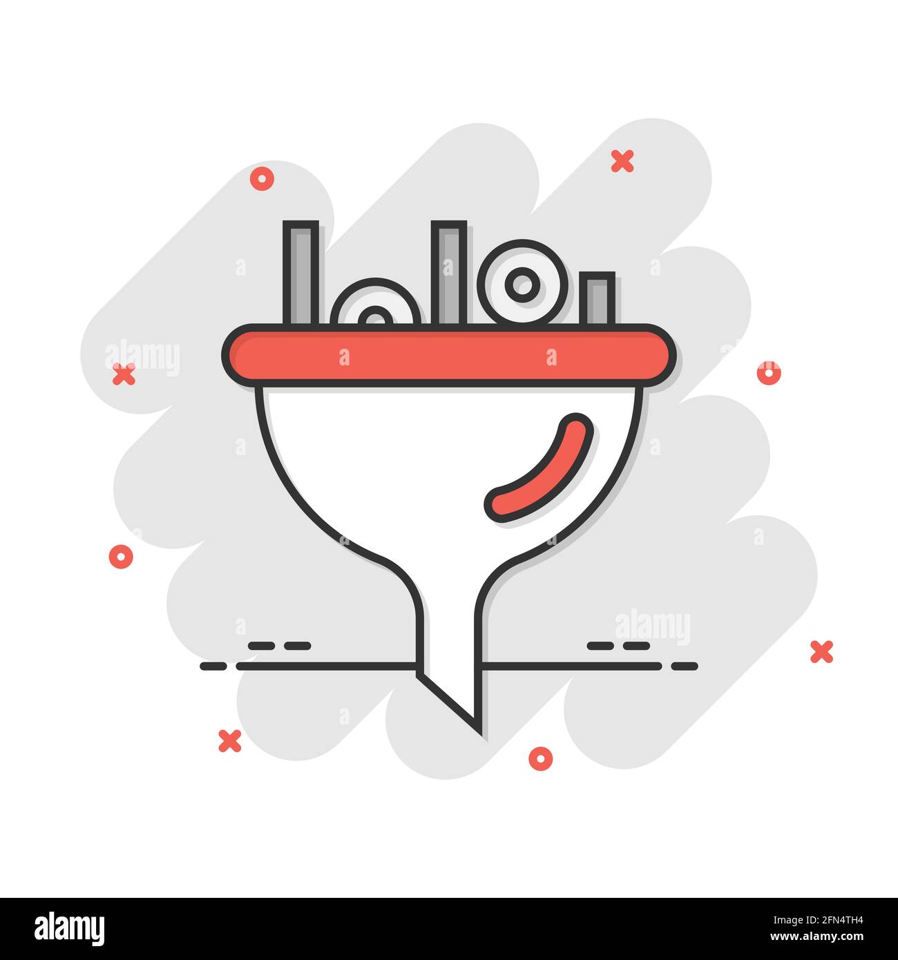 Filter icon in comic style. Funnel cartoon vector illustration on white ...