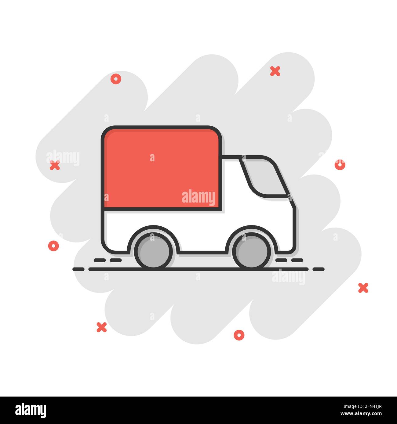 Delivery truck icon in comic style. Van cartoon vector illustration on ...
