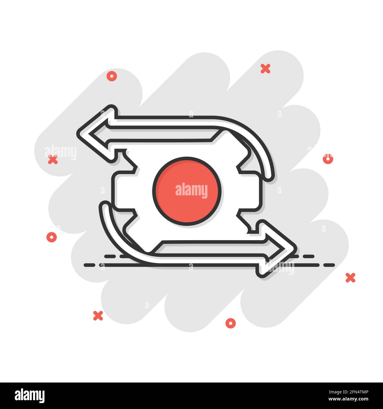 Workflow icon in comic style. Gear effective cartoon vector ...