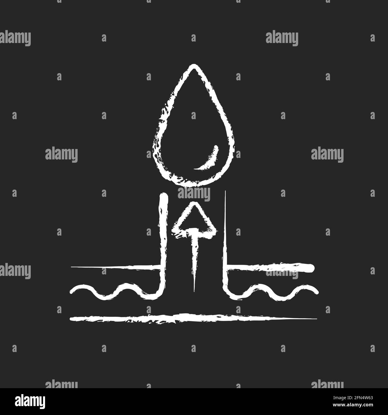 Moisture wicking fabric feature chalk white icon on black background ...