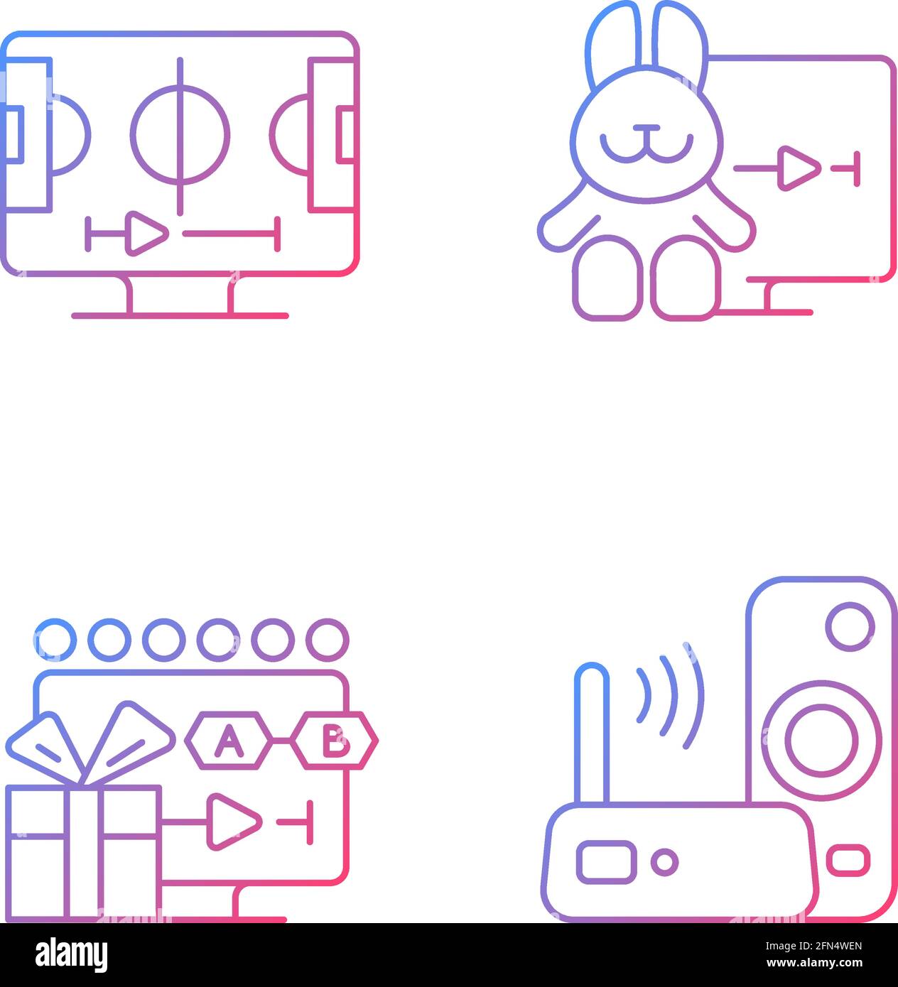 Broadcast services gradient linear vector icons set Stock Vector Image ...