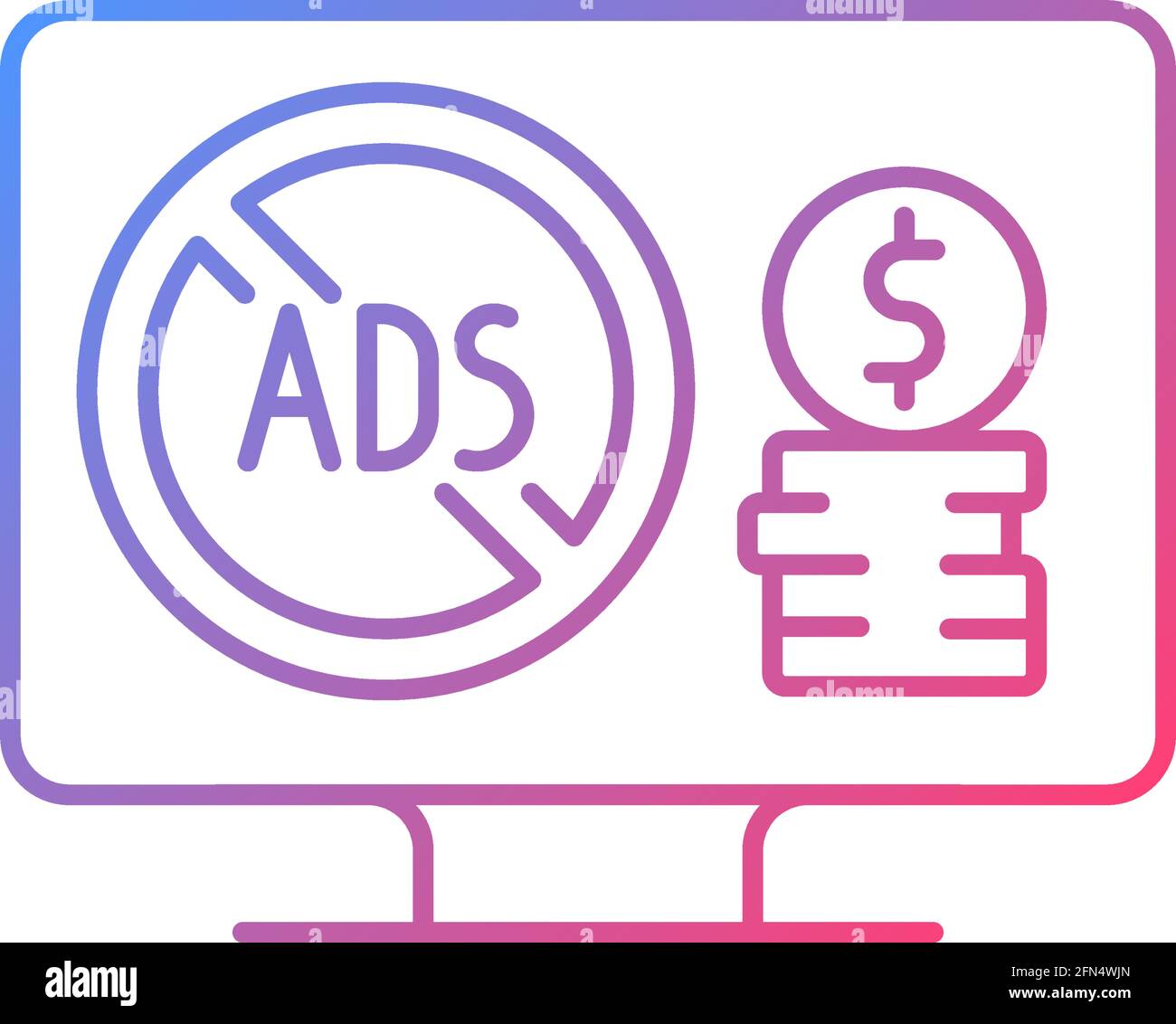 Ad-free subscription plan gradient linear vector icon Stock Vector ...