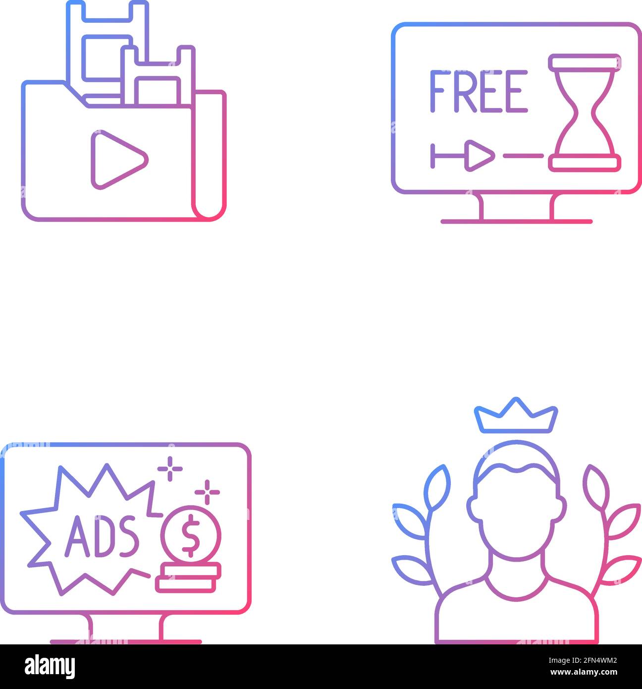 Streaming services gradient linear vector icons set Stock Vector Image & Art - Alamy