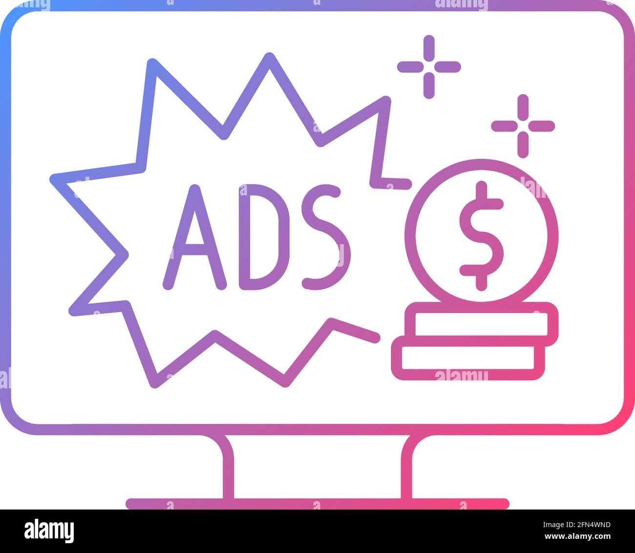 Ad-supported subscription plan gradient linear vector icon Stock Vector ...