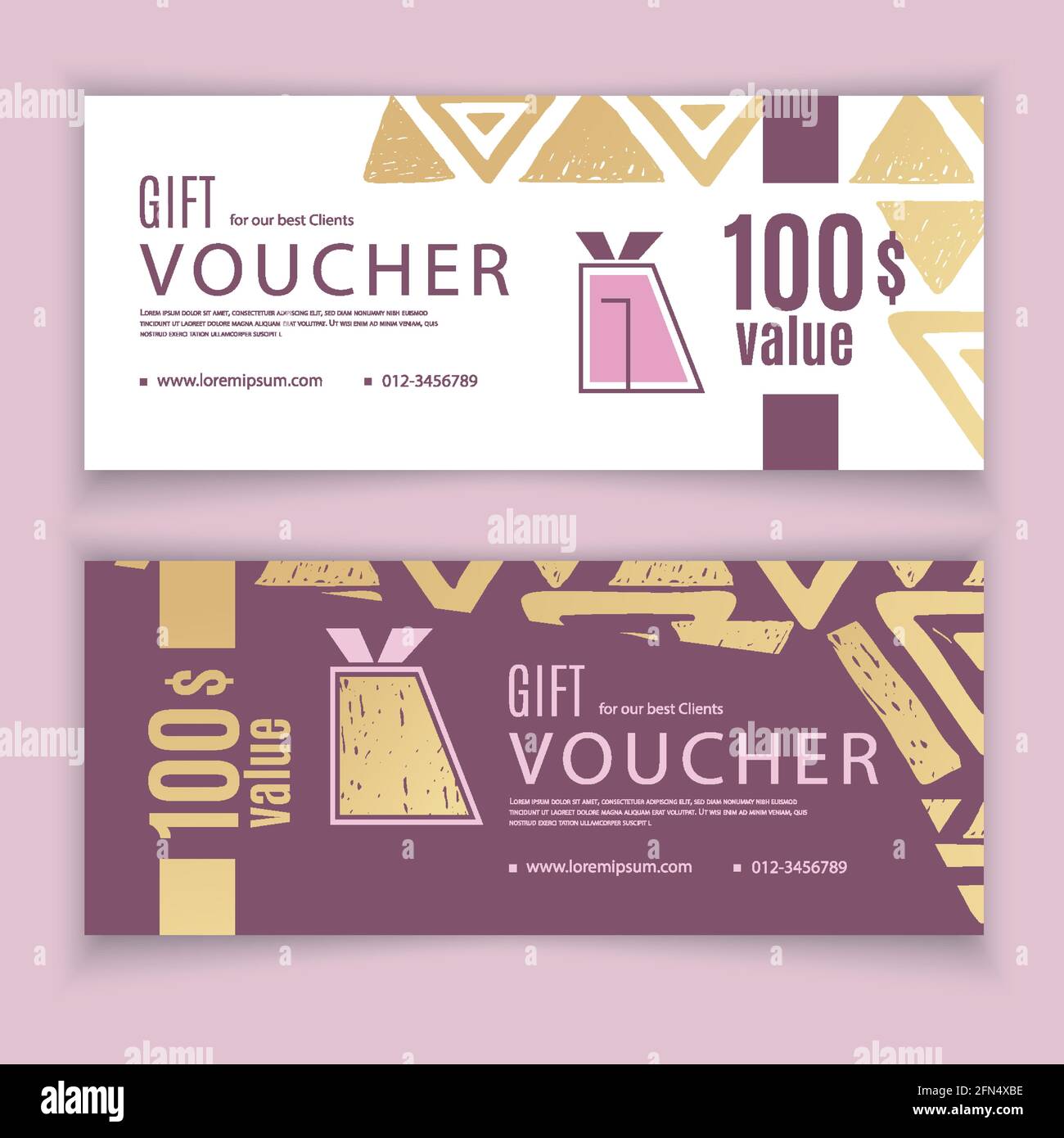 Voucher gift template. Triangle hand made seamless pattern. Vector ...