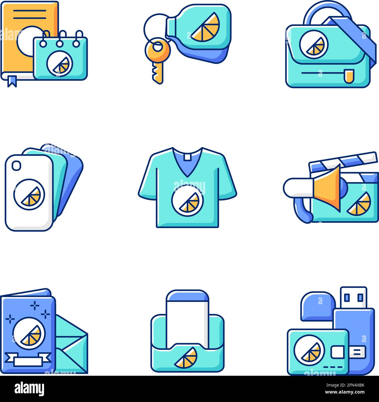 Company branding materials RGB color icons set Stock Vector Image & Art ...