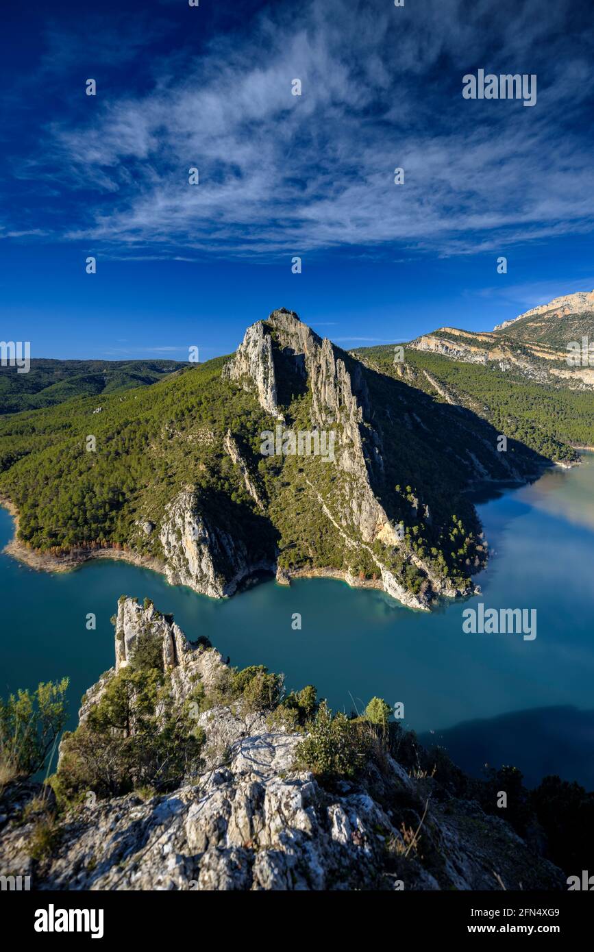Congost de Mont-rebei gorge seen from La Pertusa hermitage (Lleida ...