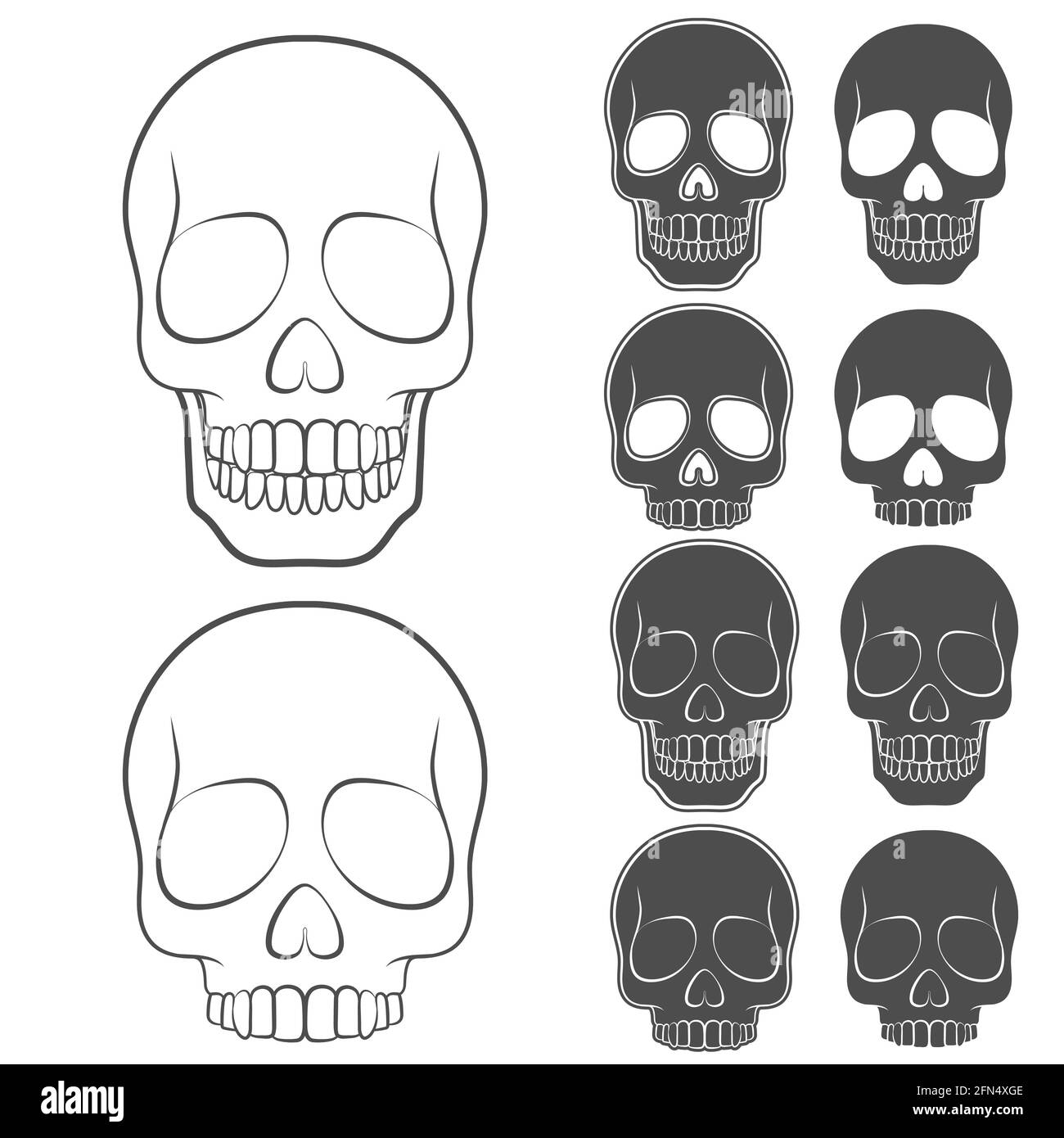Simple vector skull on Black and White Stock Photos & Images - Alamy
