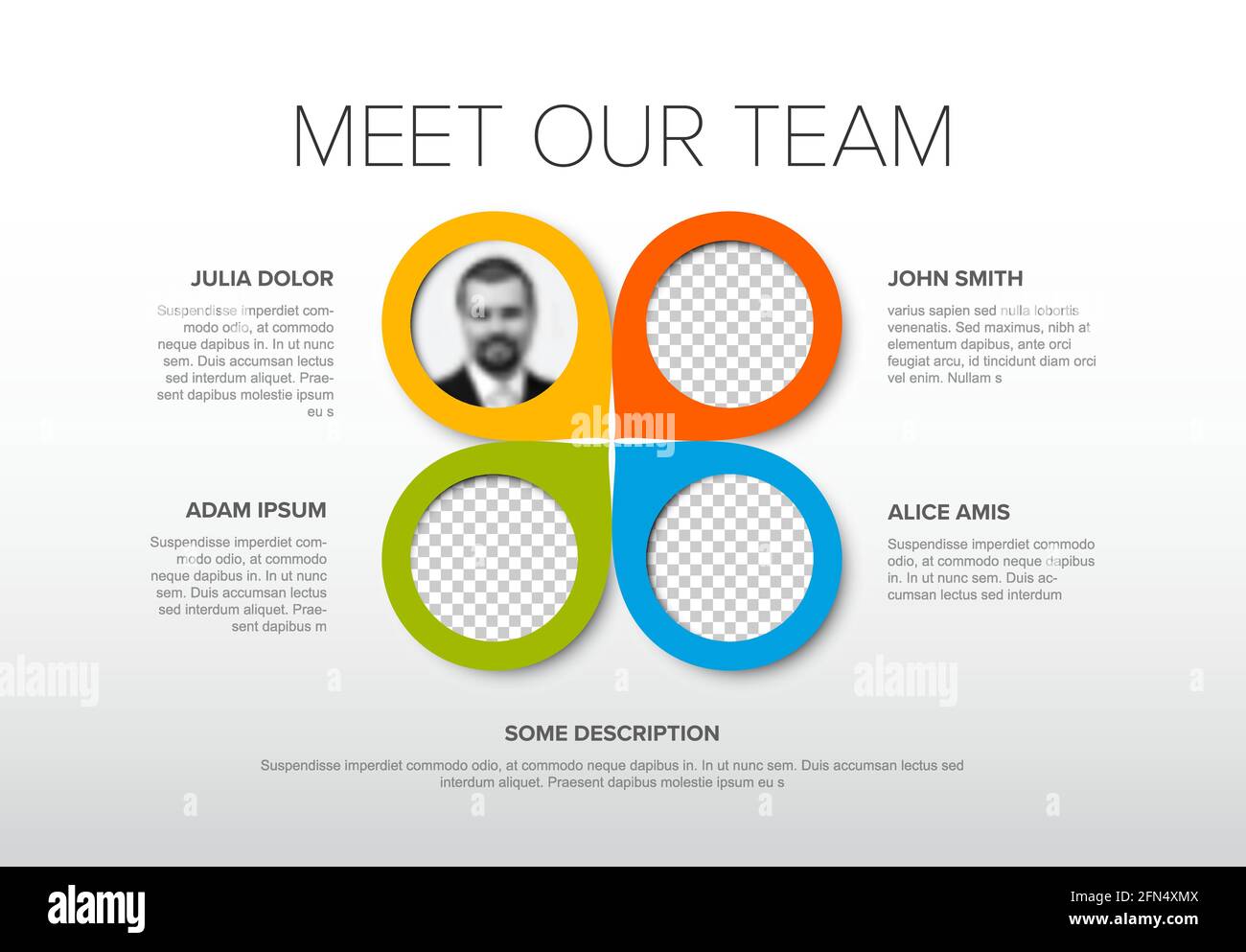 Company team presentation template with team profile photos circle ...