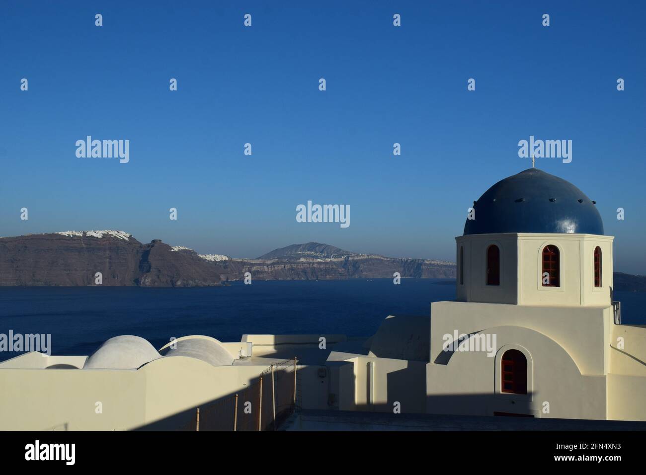 Blue Dome over Santorini Stock Photo - Alamy