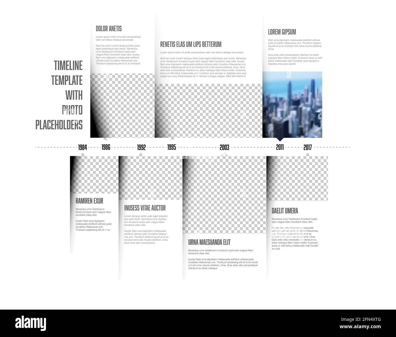 Vector simple infographic time line template with rectangle photo ...