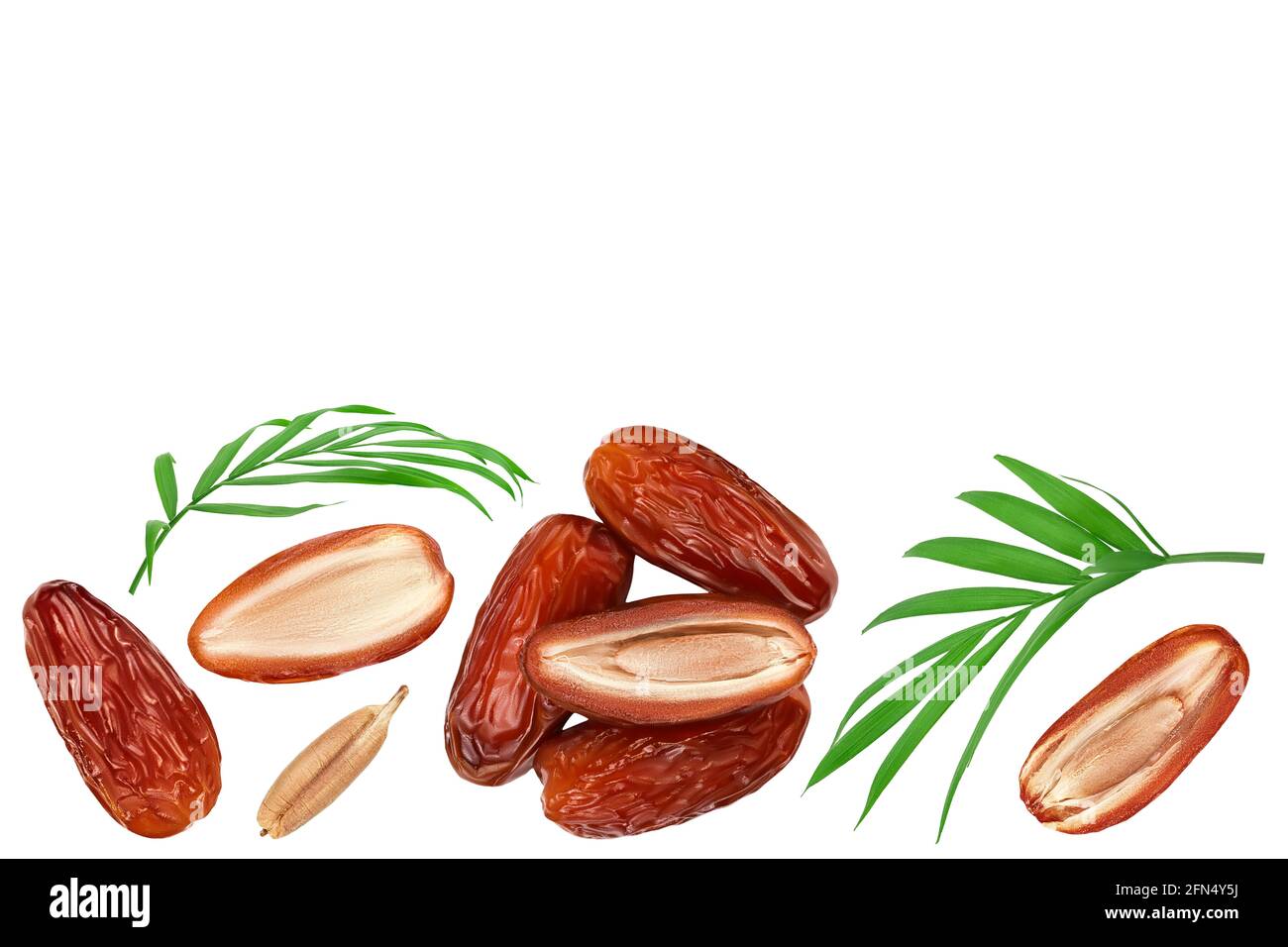 Dates isolated on white background . Top view with copy space for your ...