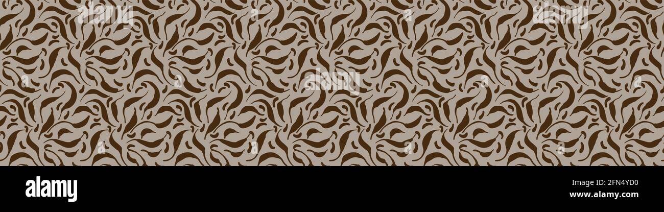 Seamless minimalist doodle flower border pattern. Calm earthy color ...