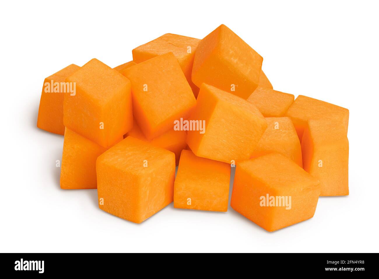 butternut squash diced isolated on white background with clipping path ...
