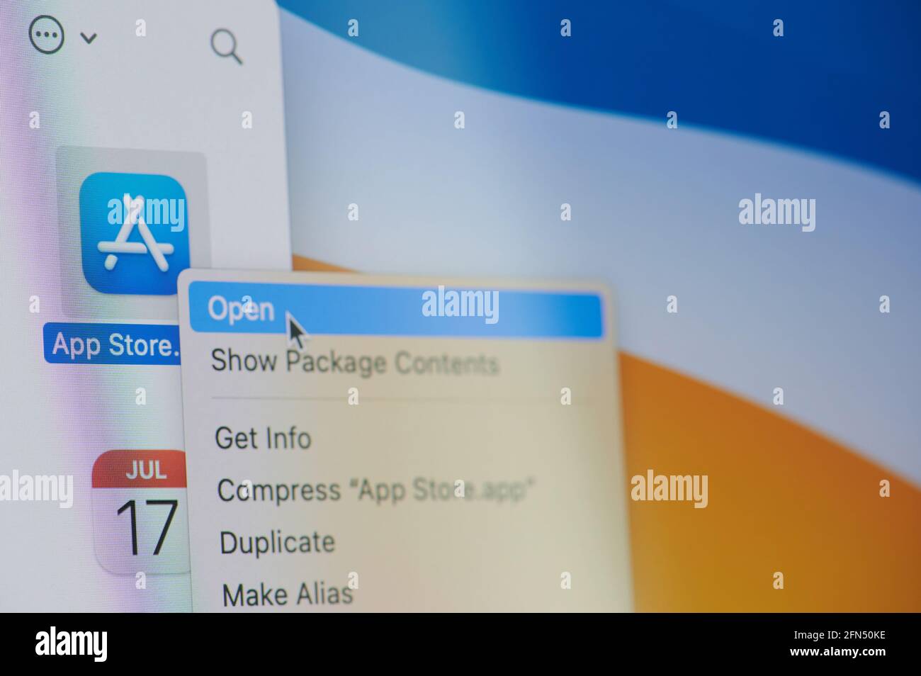 New york, USA - April 19, 2021: Click and open app store on laptop ...
