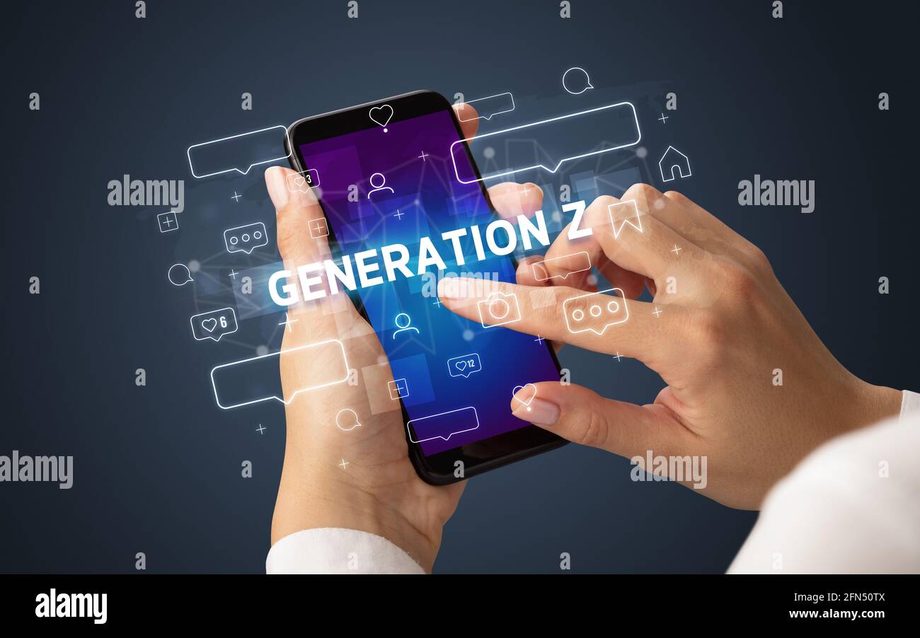 Hand using smartphone with social media concept Stock Photo - Alamy