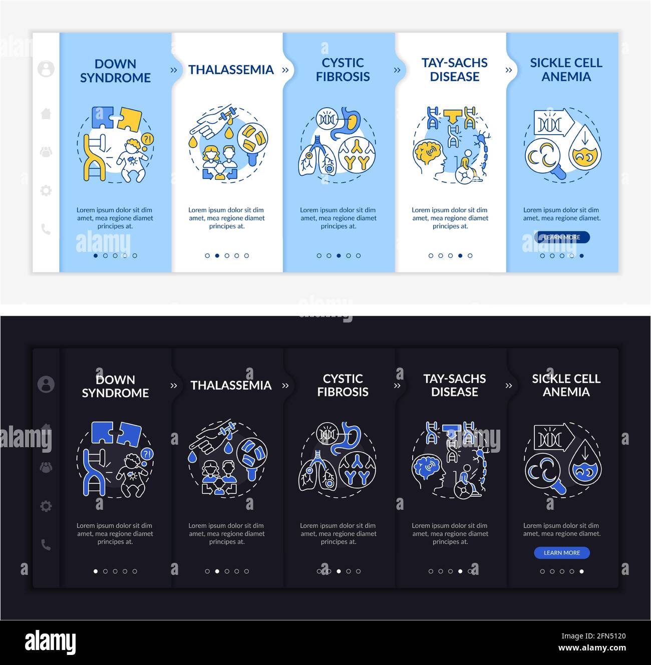 Most common genetic diseases onboarding vector template Stock Vector ...