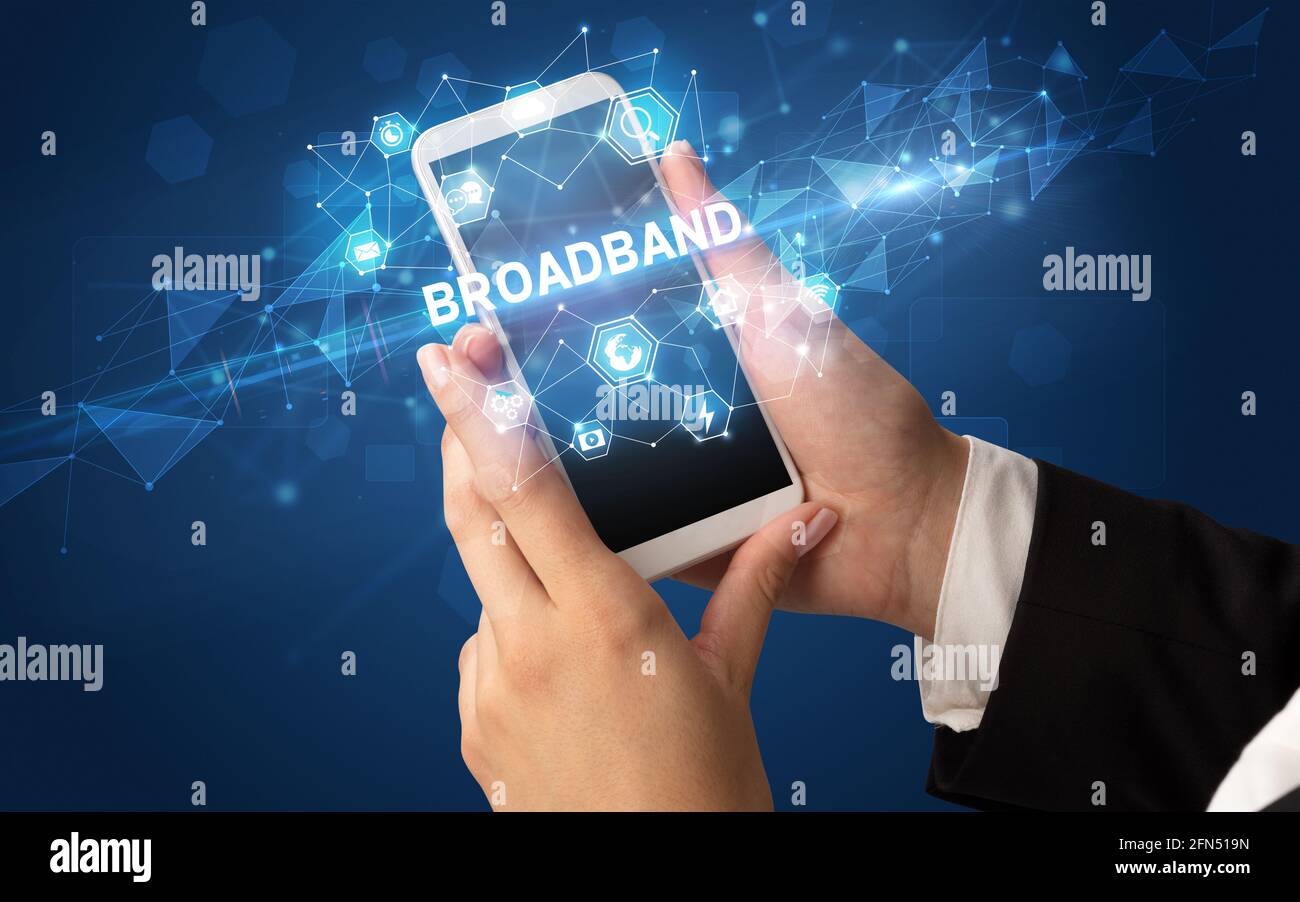 Hand using smartphone with technology concept Stock Photo - Alamy