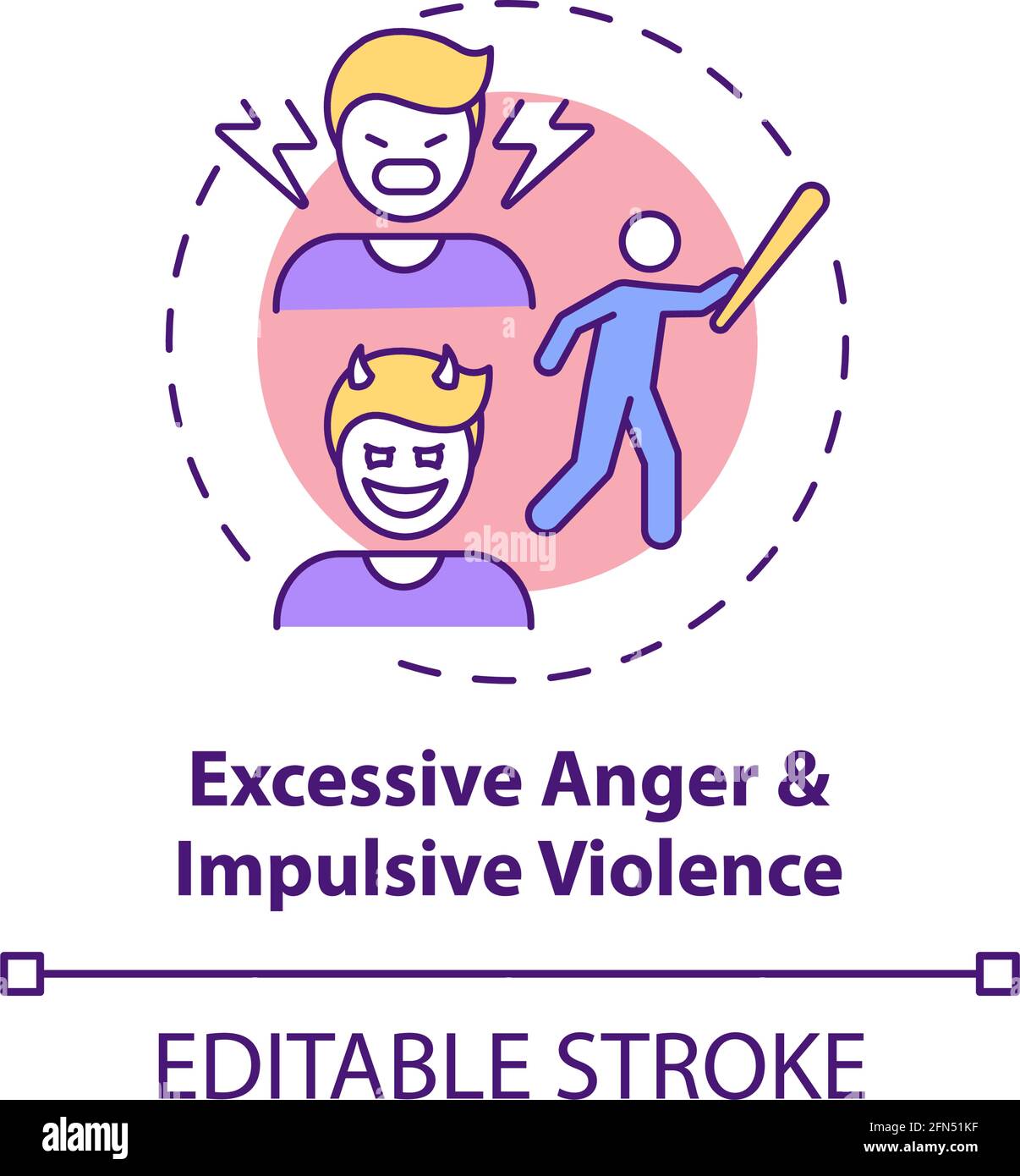 Excessive anger and impulsive violence concept icon Stock Vector Image ...