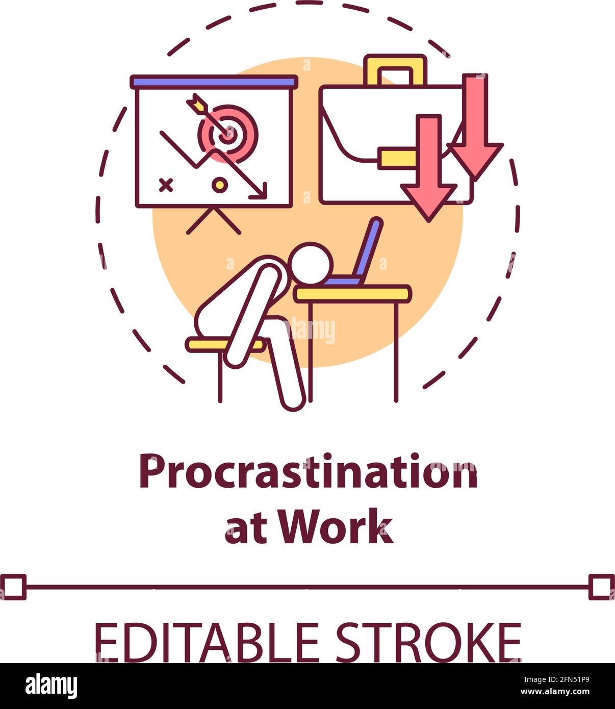 Procrastination at work concept icon Stock Vector Image & Art - Alamy