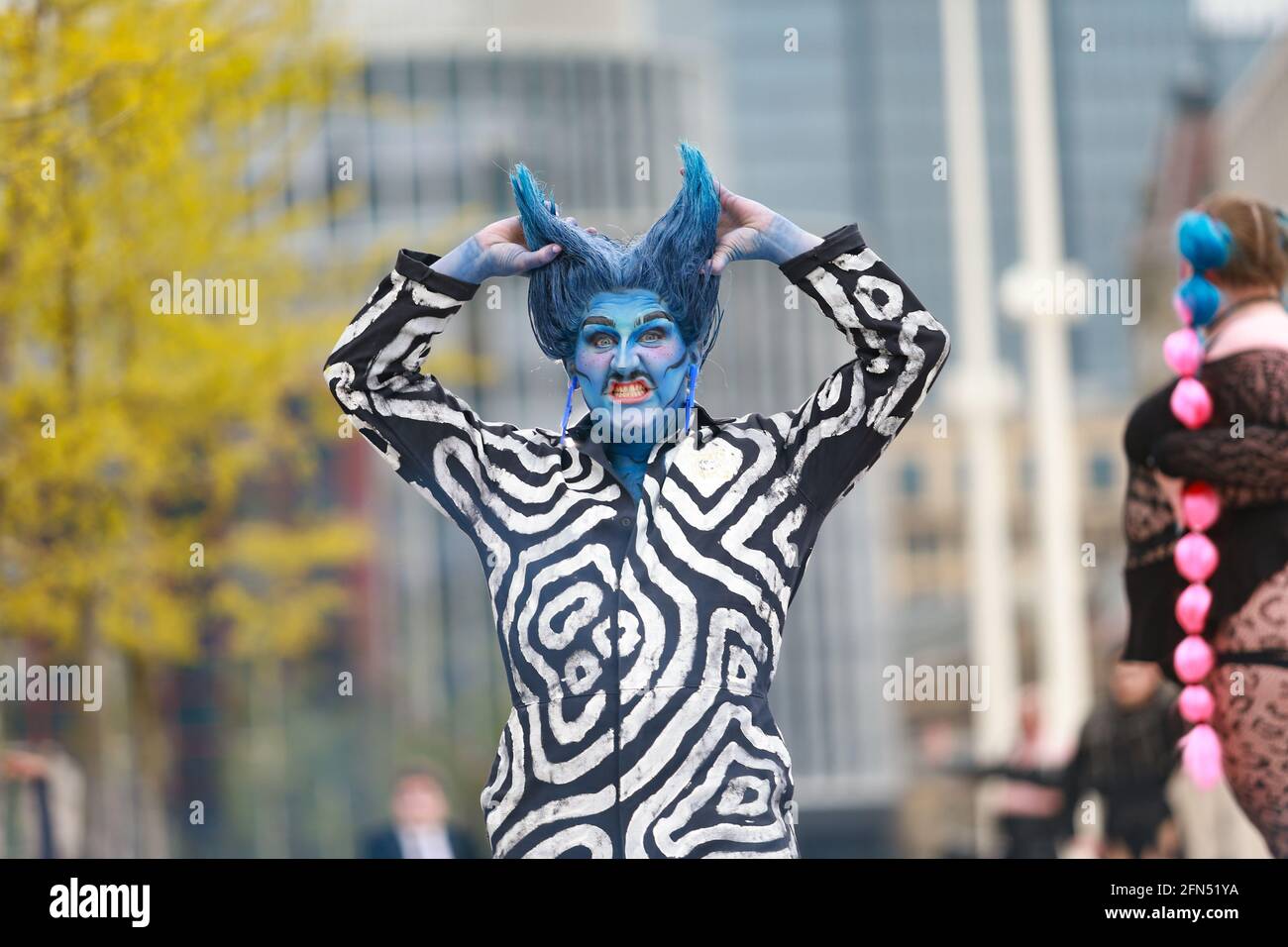 Birmingham, UK. 14th May, 2021. Drag dancers perform for the cameras as ...