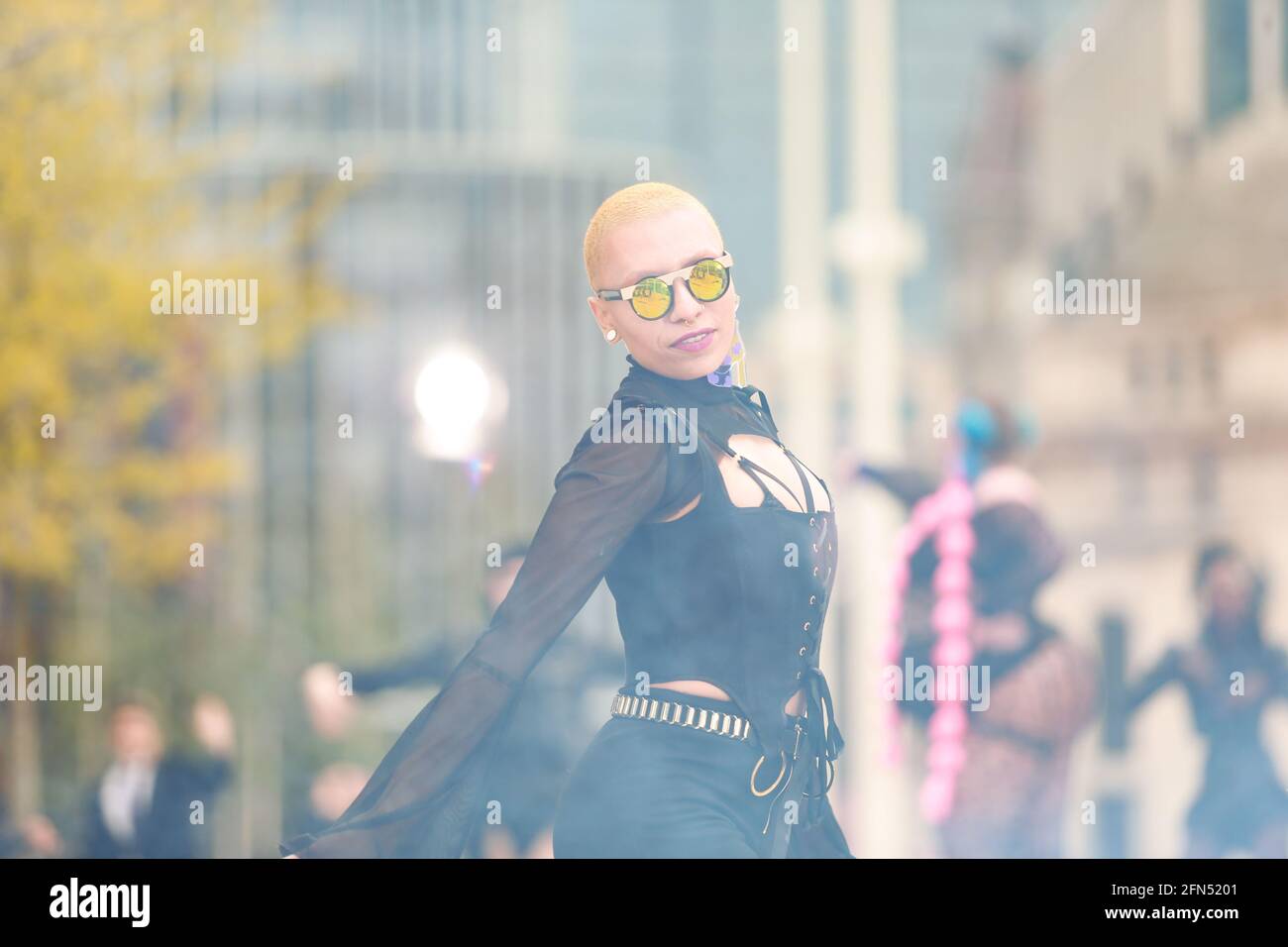 Birmingham, UK. 14th May, 2021. Drag dancers perform for the cameras as ...