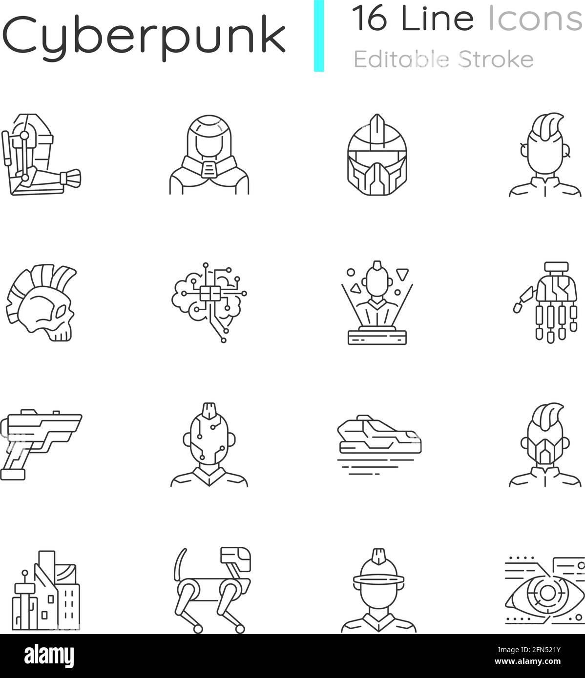 Cyberpunk linear icons set Stock Vector Image & Art - Alamy