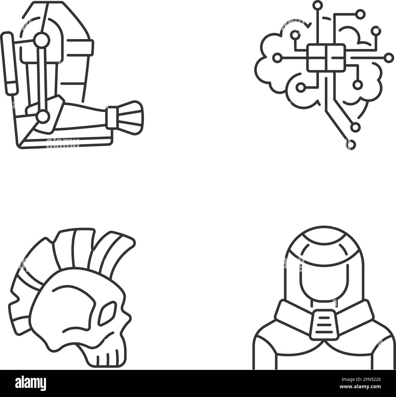 Cyberpunk augmentations linear icons set Stock Vector Image & Art - Alamy