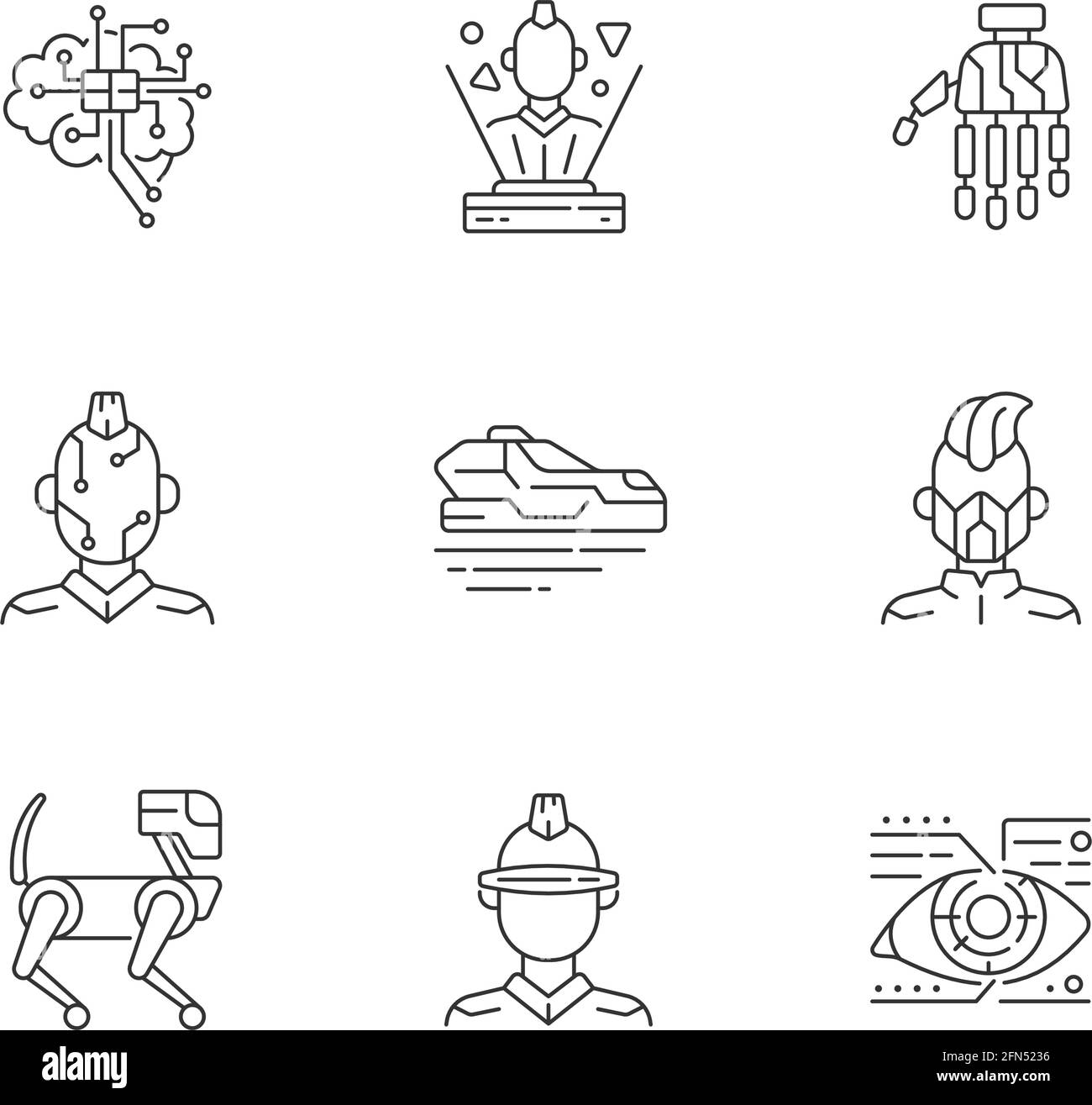 Cyberpunk attributes linear icons set Stock Vector Image & Art - Alamy