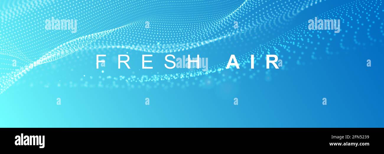Particle waves showing a stream of clean fresh air. Flowing particles ...
