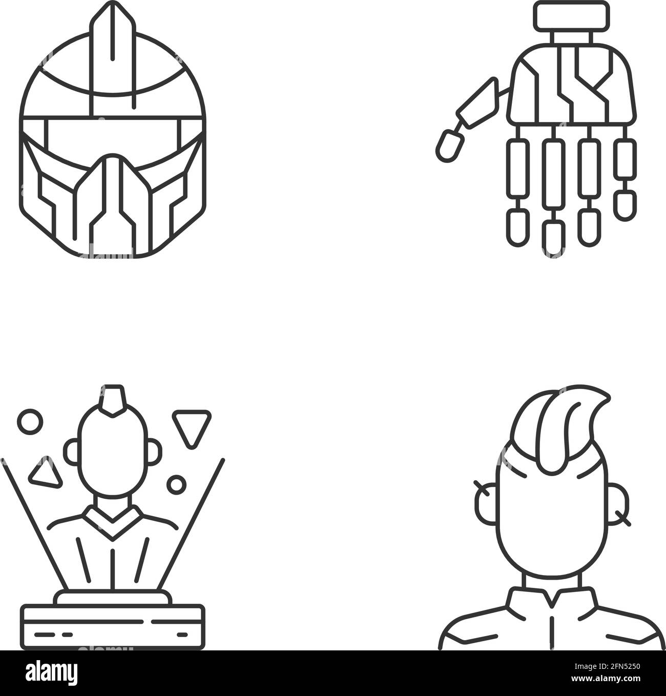 Human body cyberpunk augmentations linear icons set Stock Vector Image ...