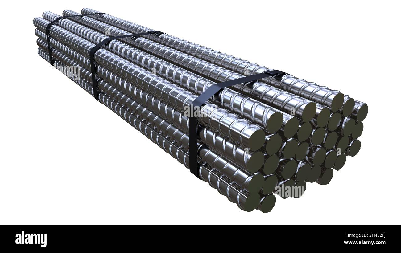 big iron rod pack - isolated digital industrial 3D rendering Stock ...