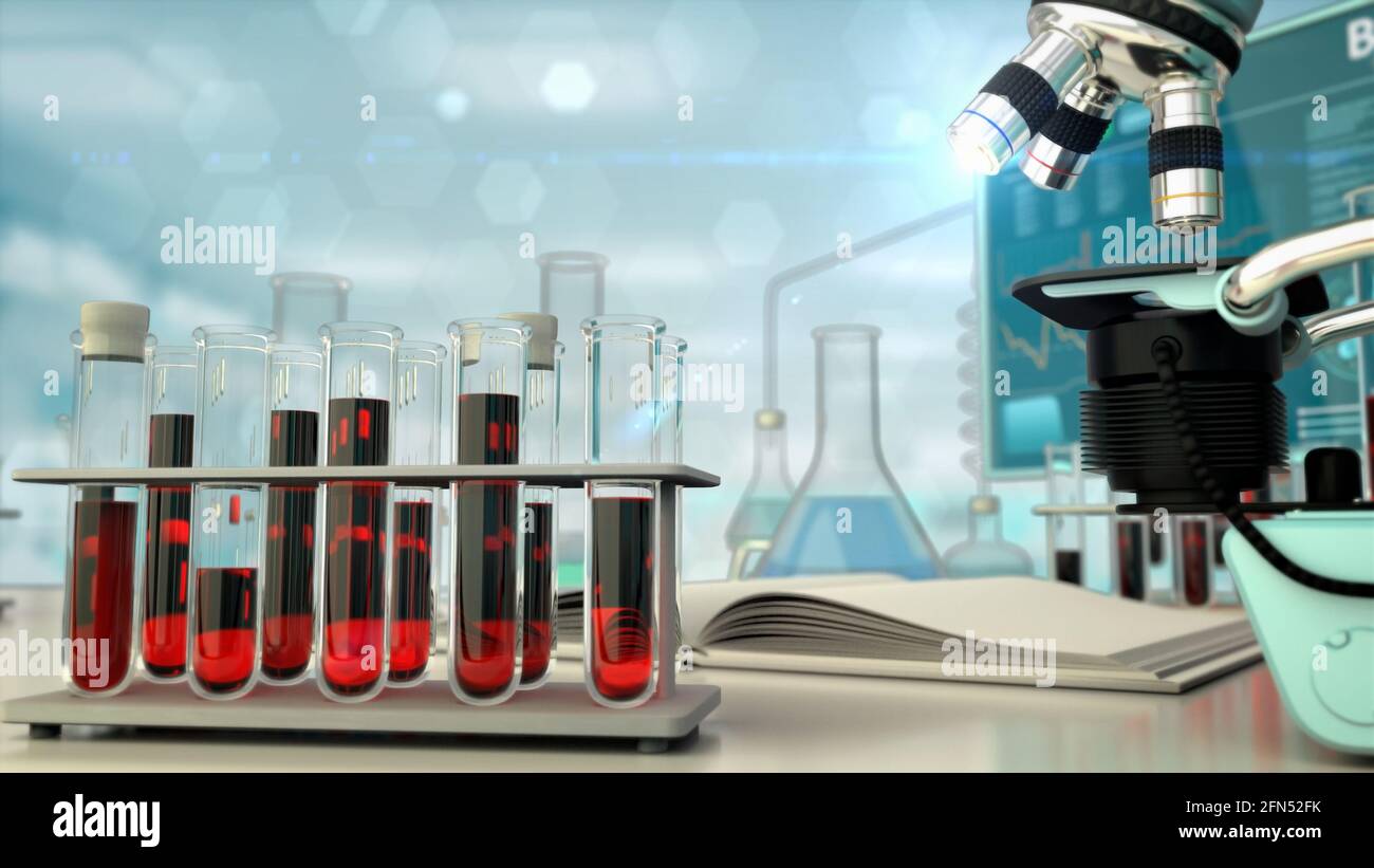 clinical blood examination backdrop, cg medical 3D illustration Stock ...