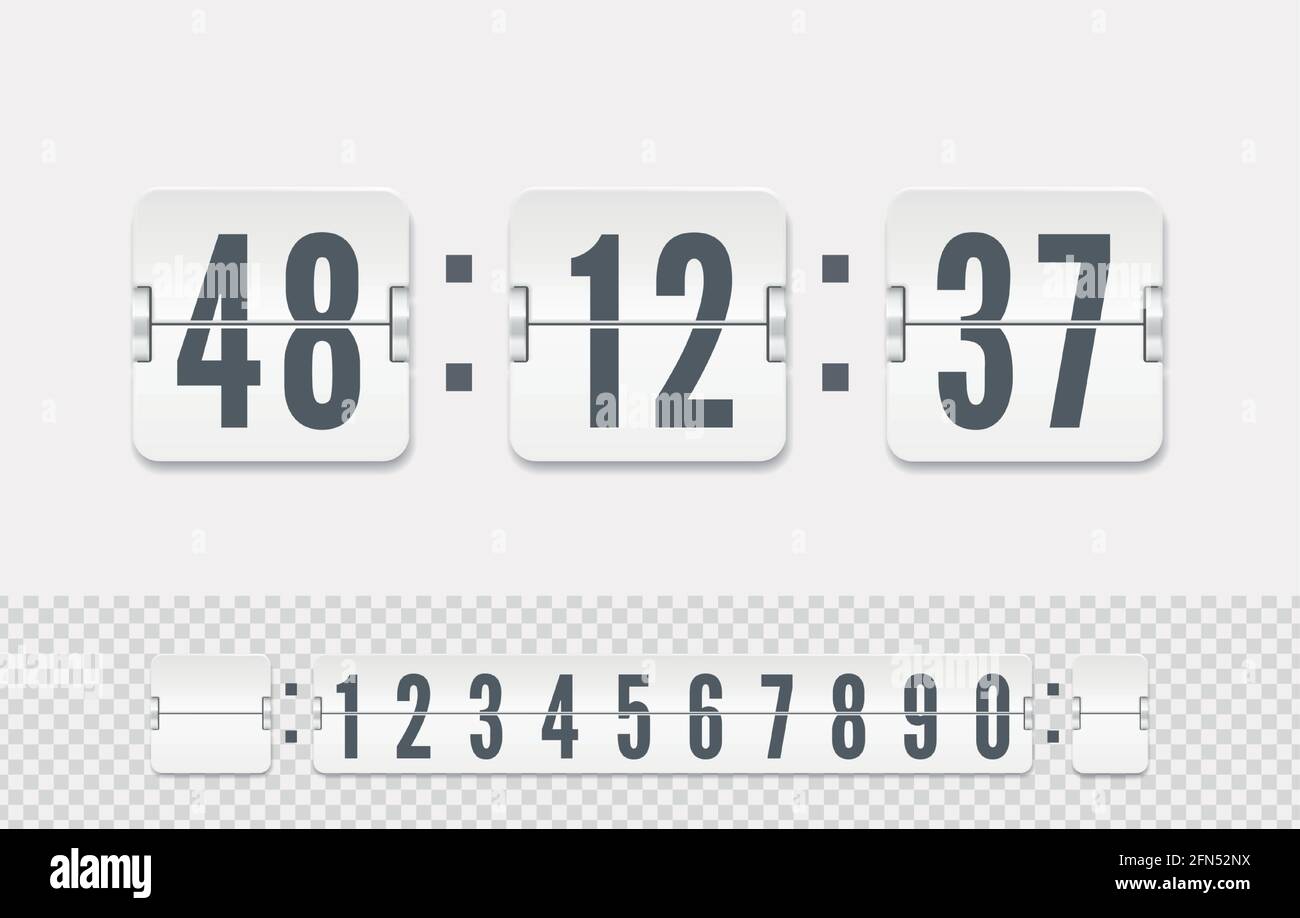 Vector modern ui design of old time meter with numbers. White scoreboard number font with ...