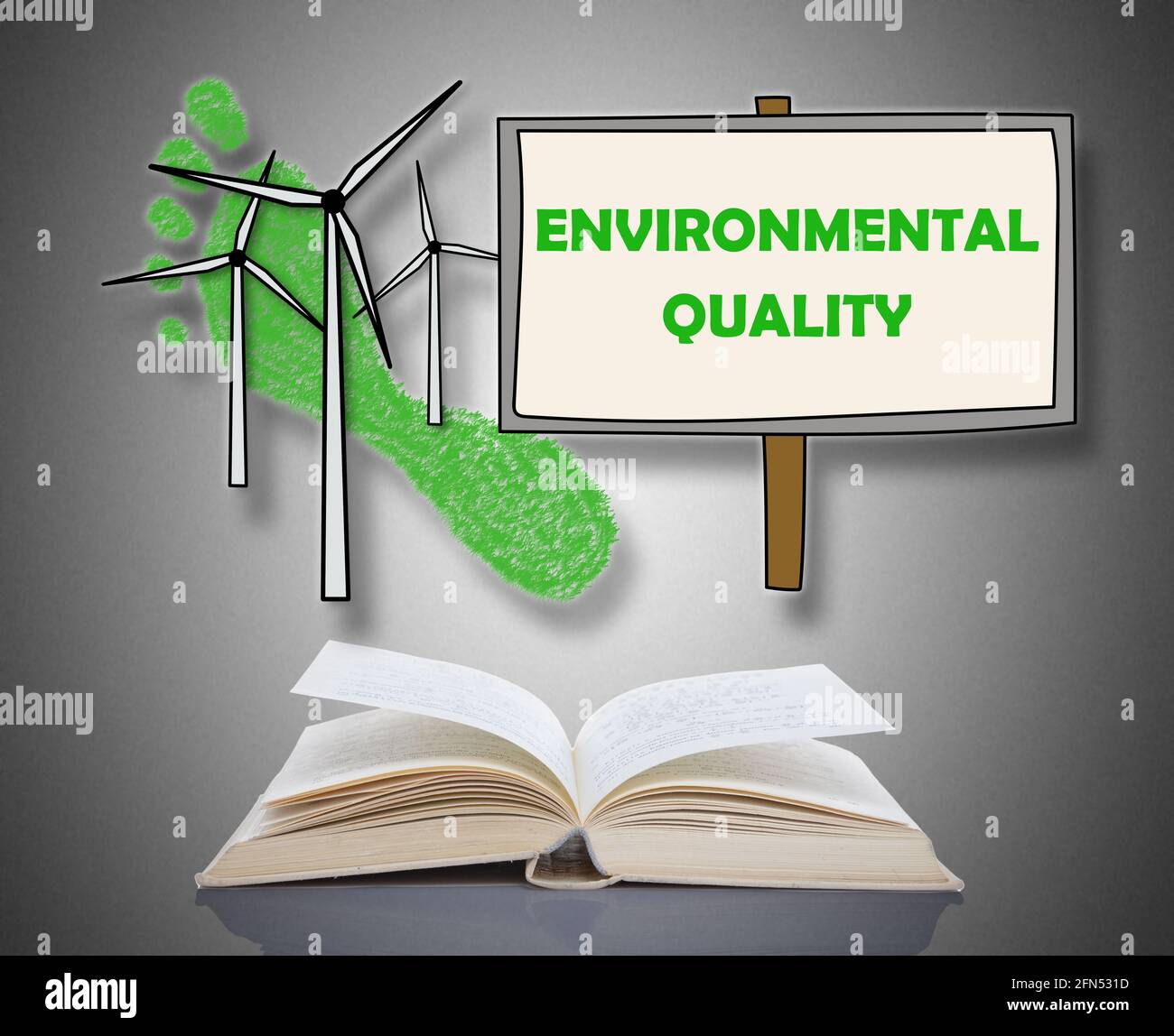 Environmental quality concept above an open book Stock Photo - Alamy
