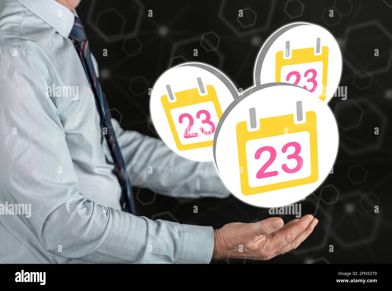 Calendar concept above hand hi-res stock photography and images - Alamy