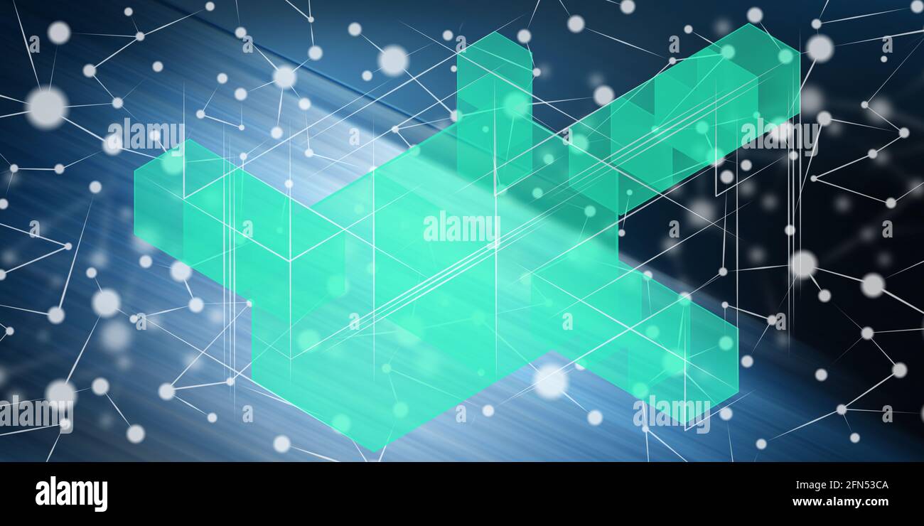 Illustration of a blockchain technology concept Stock Photo - Alamy