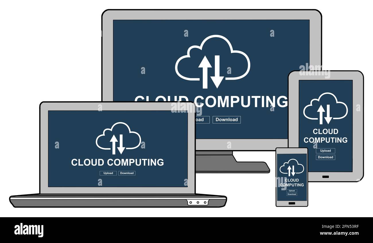 Cloud computing concept shown on different information technology ...