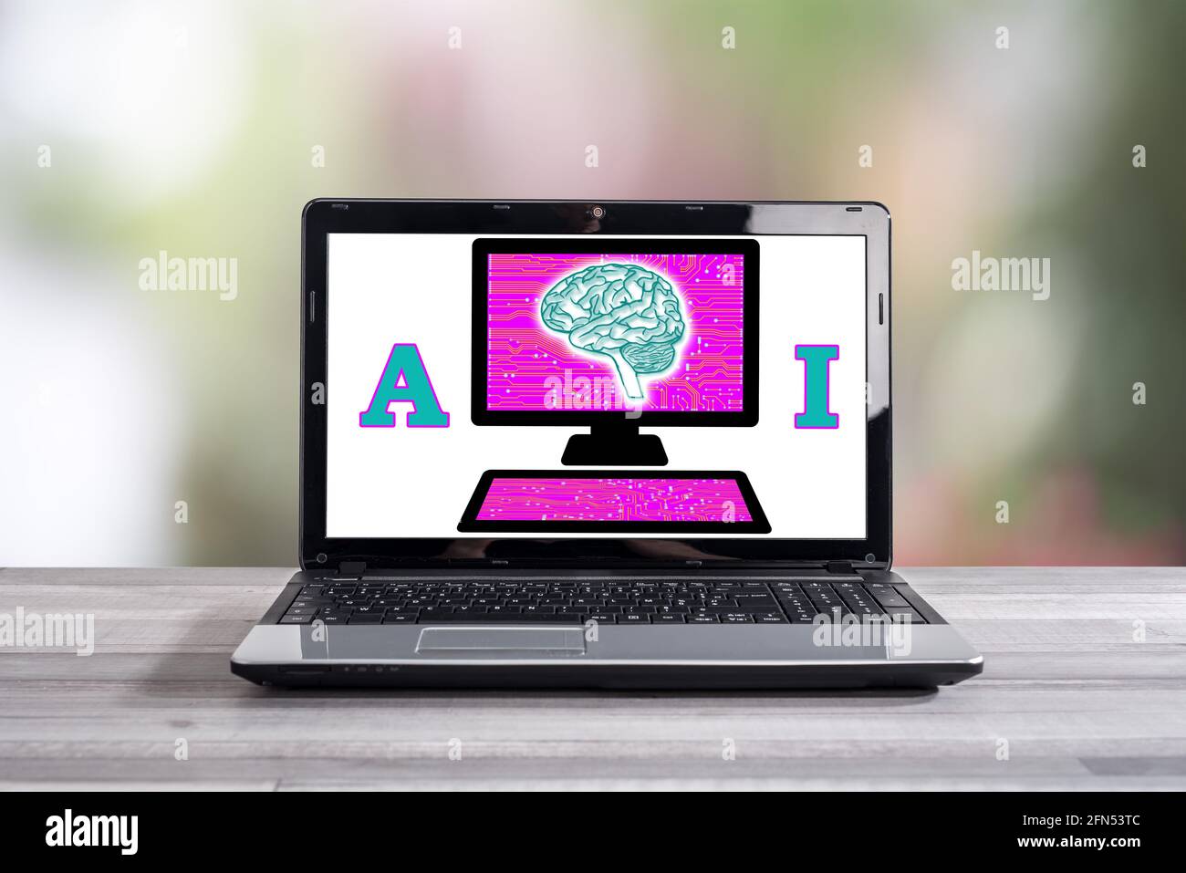 Artificial intelligence concept shown on a laptop screen Stock Photo ...