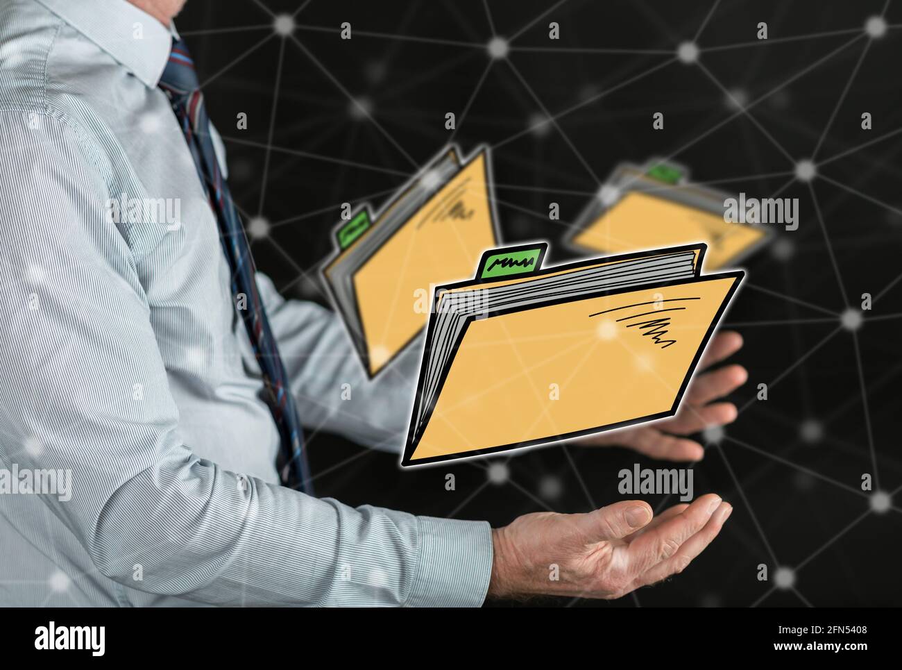 Data concept above the hands of a man Stock Photo - Alamy