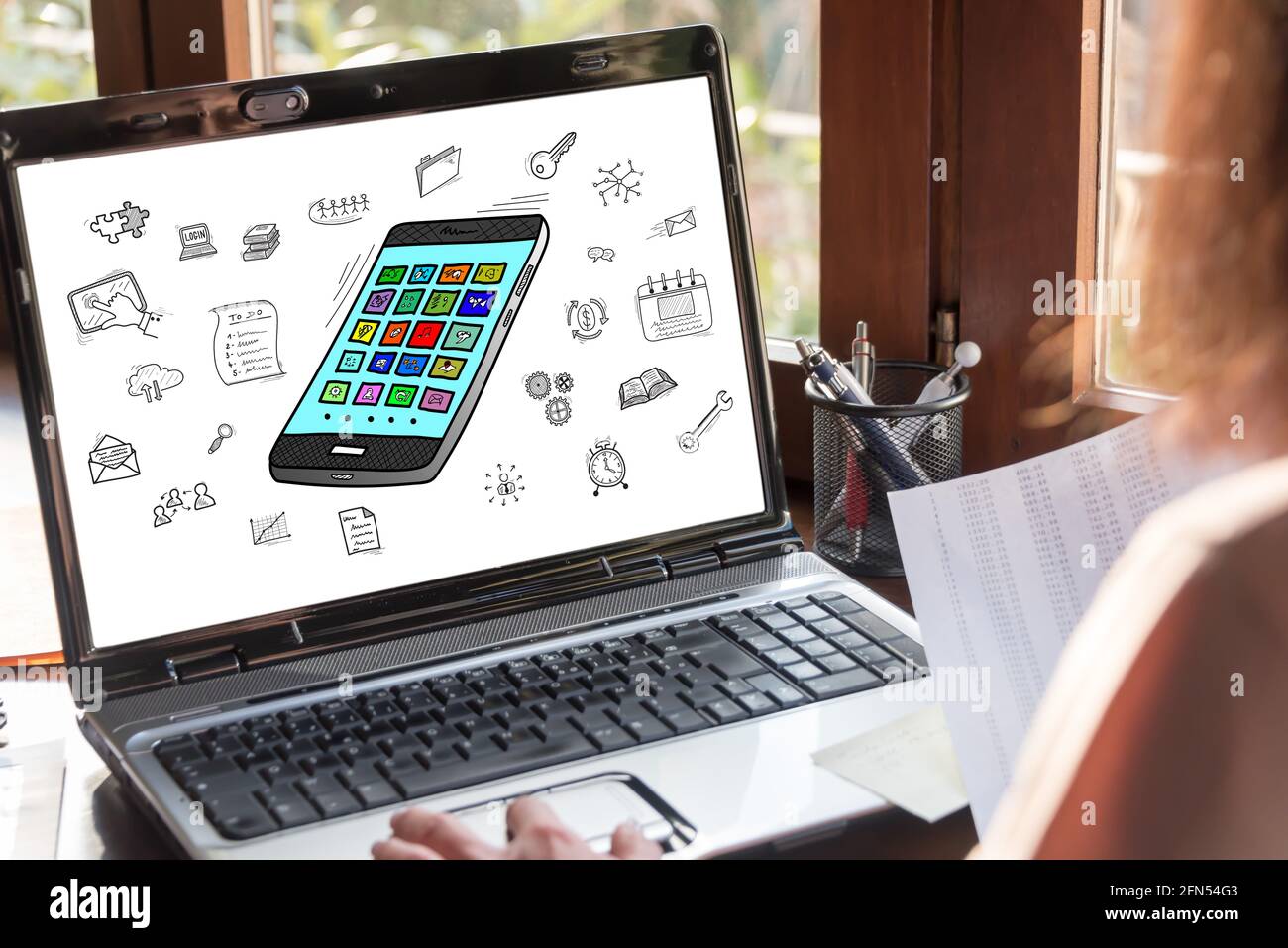 Laptop screen showing apps concept Stock Photo - Alamy